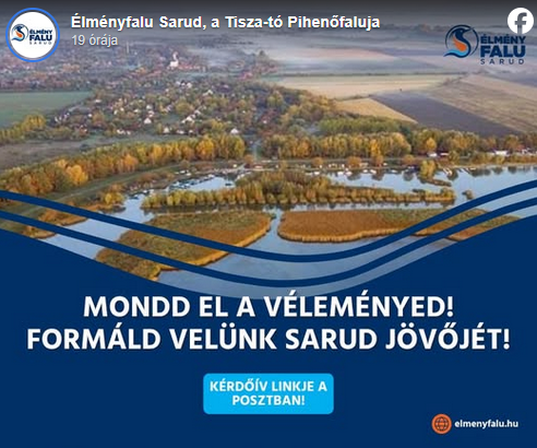 Élményfalu Sarud, a Tisza-tó Pihenőfaluja bejegyzése | Sarud